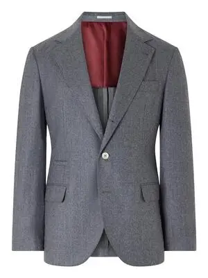 Brunello Cucinelli Virgin Wool Suit Jacket Gray