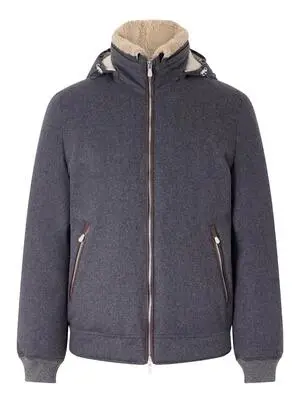Brunello Cucinelli Shearling-trimmed Wool Down Hooded Jacket - Gray