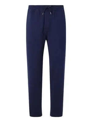 Brunello Cucinelli Tapered Cotton, Cashmere And Silk-blend Jersey Sweatpants - Blue