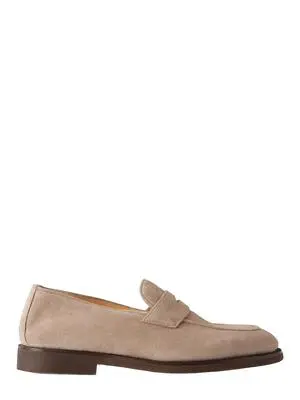 Brunello Cucinelli Suede Penny Loafers Neutrals