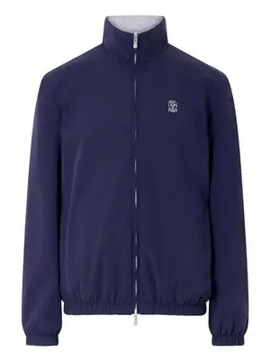 Brunello Cucinelli Logo-embroidered Shell Blouson Jacket - Blue