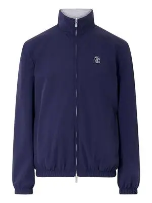 Brunello Cucinelli Logo-embroidered Shell Blouson Jacket - Navy