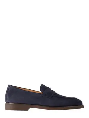 Brunello Cucinelli Suede Penny Loafers - Blue