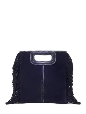 Maje Suede M Bag With Fringe Detail - Marine Blue