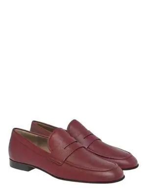 GIANVITO ROSSI Burgundy Leather Loafers - Red