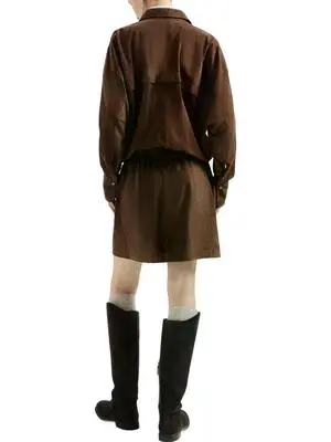 Brunello Cucinelli Suede Shirt Dress - Brown