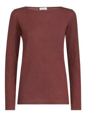 Brunello Cucinelli Sparkling Cashmere And Silk Lightweight Sweater - Red