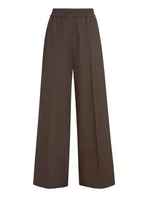 Brunello Cucinelli Tropical Luxury Wool Loose Track Trousers - Brown