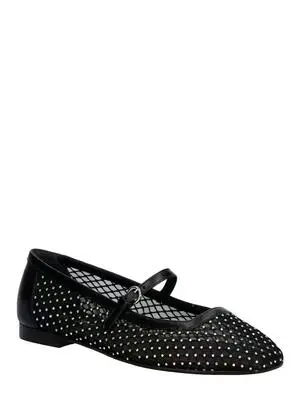 POLLINI Crystal-embellished Mesh Ballet Flats - Black