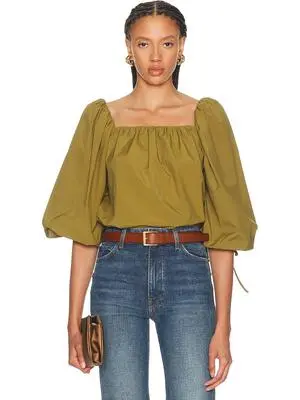 Saint Laurent Cropped Puff Sleeve Blouse - Mousse