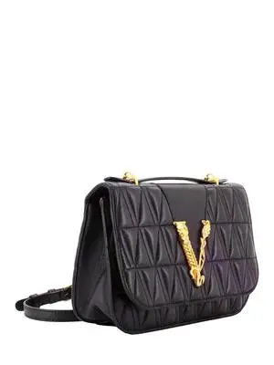 Versace Virtus Flap Small Shoulder Bag - Black