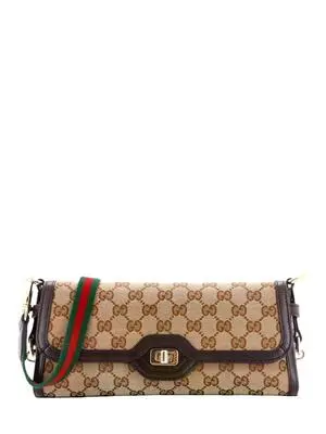 Gucci Gg Canvas Leather Small Shoulder Bag - Brown
