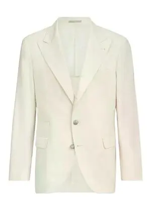 Brunello Cucinelli Sea Island Cotton Narrow Wale Corduroy Deconstructed Blazer With Large Peak-lapels And Metal Buttons - Neutrals