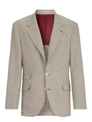 Brunello Cucinelli Wool, Alpaca And Silk Houndstooth Deconstructed Cavallo Blazer - Neutrals
