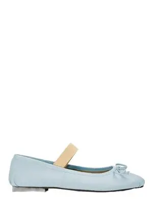TONY BIANCO Caspian Ballet Flats With Bow Detailing And Elastic Strap - Sky Nappa
