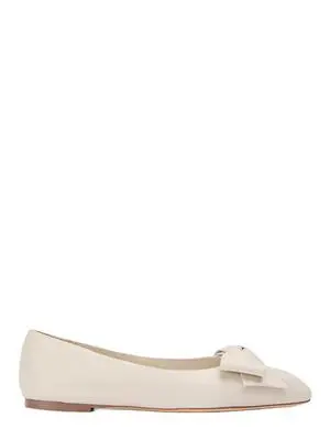 TONY BIANCO Bettina Square Toe Ballet Flats With Bow Detail - Dove Nappa
