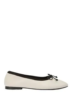 TONY BIANCO Ballet Flats With Drawstring Bow - Dove Nappa/black