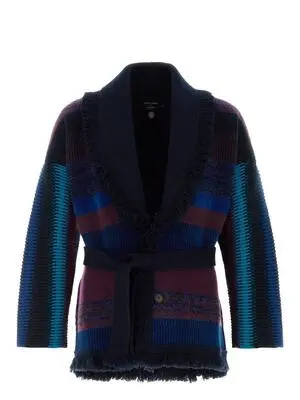 GIORGIO ARMANI X ALANUI Embroidered Cashmere Blend Cardigan - White