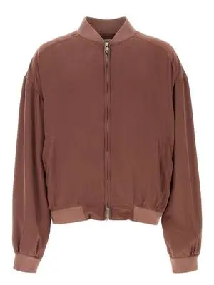 Versace Antiqued Silk Bomber Jacket - Pink