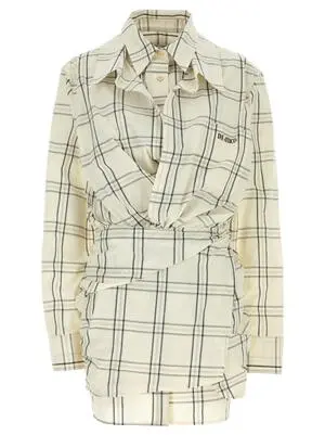 Attico Embroidered Cotton Mini Shirt Dress - White