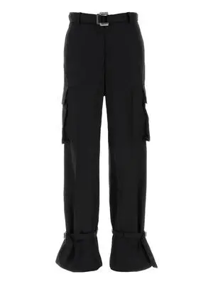 Attico Nylon Cargo Pants With Fabric Belt - Black