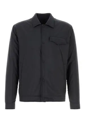 Herno Polyester Jacket With Logoed Metal Plate - Blue