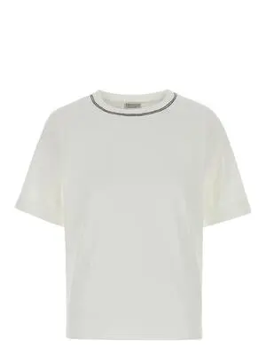 Brunello Cucinelli Cotton T-shirt With Jewel Embellishment - White