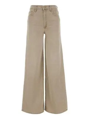 MOTHER MOTHER Beige Stretch Denim Wide-Leg Jeans