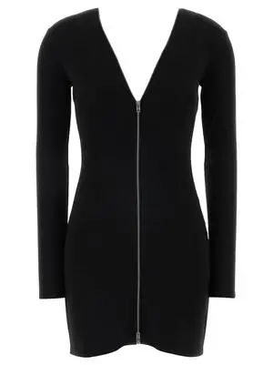 Alexander Wang Stretch Viscose Mini Dress With Front And Back Zip - Black