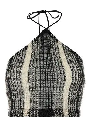 Missoni Embroidered Mesh Halter Top - White
