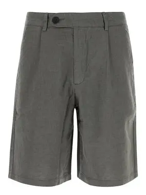 Gimaguas Linen Blend Bermuda Shorts With Inverted Pleats - Grey