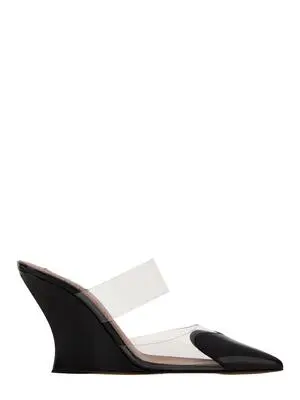 ALAÏA ALAIA Two-Tone PVC And Patent Leather Pointed Toe Mules