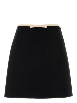 Valentino Garavani Tweed Mini Skirt With Decorative Bow - Black