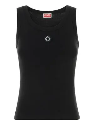 Kenzo Stretch Cotton Ribbed Tank Top - Black