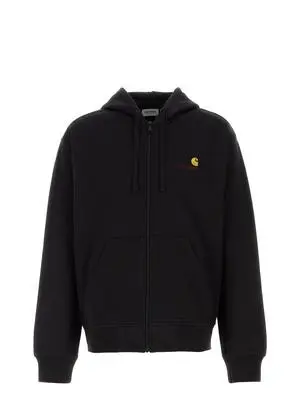 Carhartt Work In Progress Carhartt WIP Cotton Blend American Script Zip-Up Hoodie Black