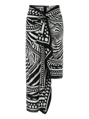 Blumarine Asymmetric Foulard Print Twill Skirt - White
