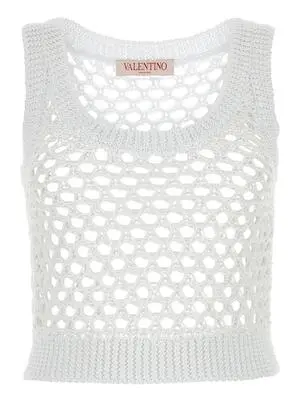 Valentino Garavani Mesh Escape Crop Top - White