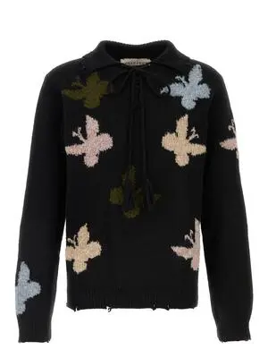 BAZISZT BAZISZT Alpaca Blend Floral Embroidered Sweater