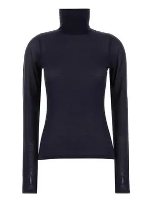 Zimmermann Navy Knit Turtleneck Top - Blue