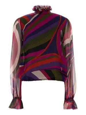 Emilio Pucci Printed Silk Blouse - White
