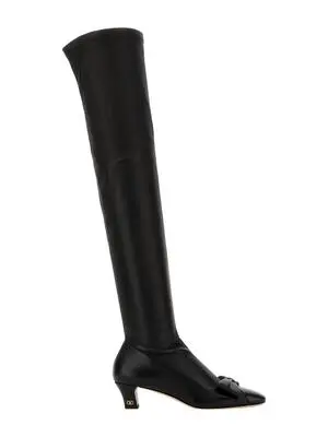 Valentino Garavani Over-the-knee Leather Boots With Bow Detailing - Black