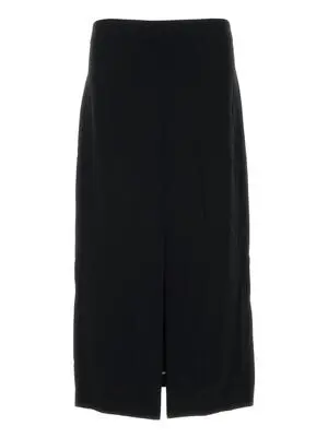 Carven Crepe Skirt With Front Slit - Black