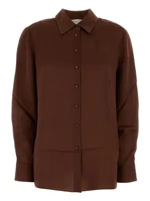 ZIMMERMANN ZIMMERMANN Chocolate Satin Embroidered Logo Shirt