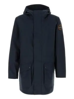 NAPAPIJRI Dark Polyester Windbreaker With Logo Patch - Blue