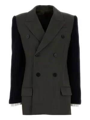 JEAN PAUL GAULTIER Jean Paul Gaultier Wool Blend Blazer With Contrasting Knit Sleeves