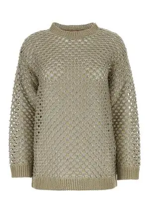 Valentino Garavani Embellished Crochet Sweater - Green