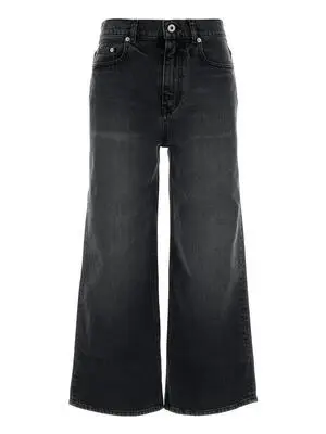 Kenzo Cropped Stretch Denim Jeans - Black