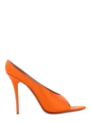 Amina Muaddi Satin Anok 105 Mules - Orange
