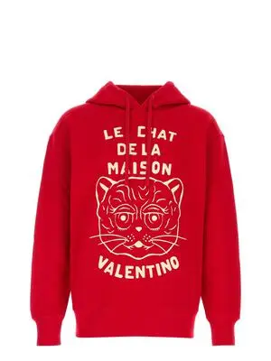 Valentino Garavani Cotton Sweatshirt With Le Chat De La Maison Print - Red