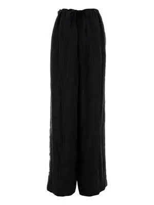 Balenciaga Cupro Striped Embroidered Pyjama Pants - Black